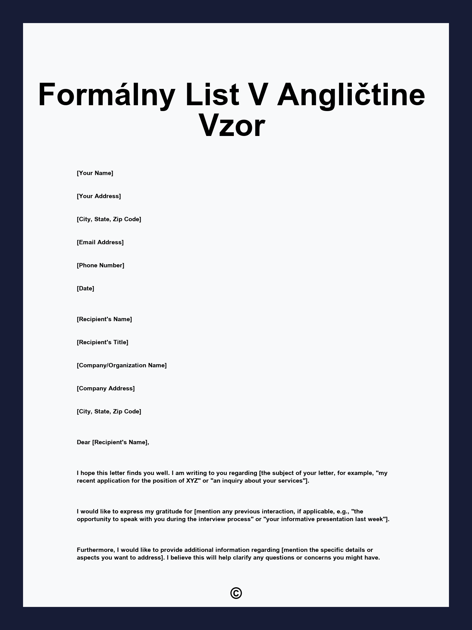 Formálny List V Angličtine Vzor