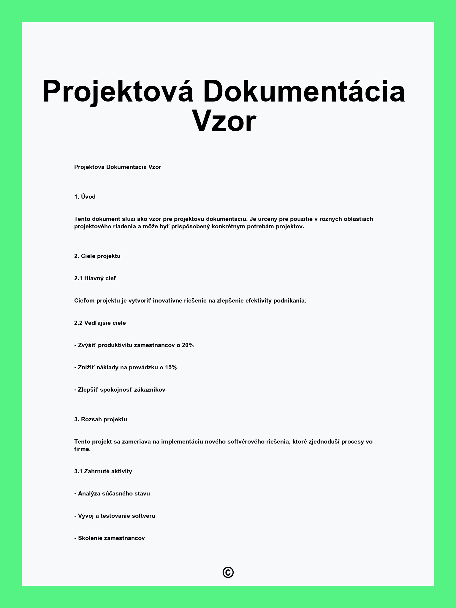 Projektová Dokumentácia Vzor